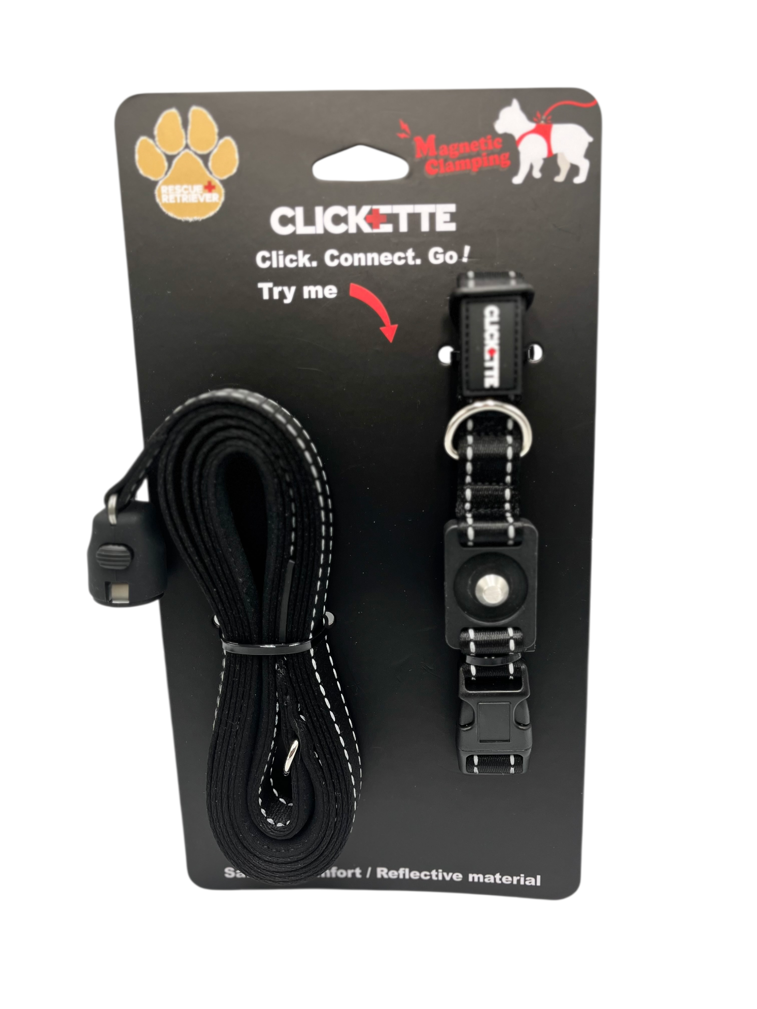 Clickette Magnetic Dog Collar & Leash System | Black – Rescue Retriever