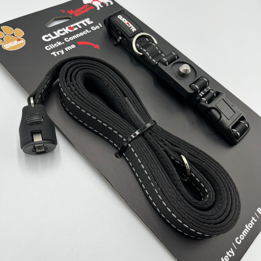 Clickette Magnetic Dog Collar & Leash System | Black – Rescue Retriever